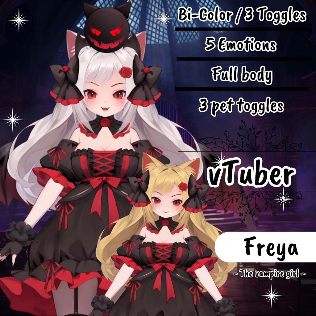 VTuber Freya, the Vampire Girl with pet, 5 emotions & 6 toggles – Cute ...