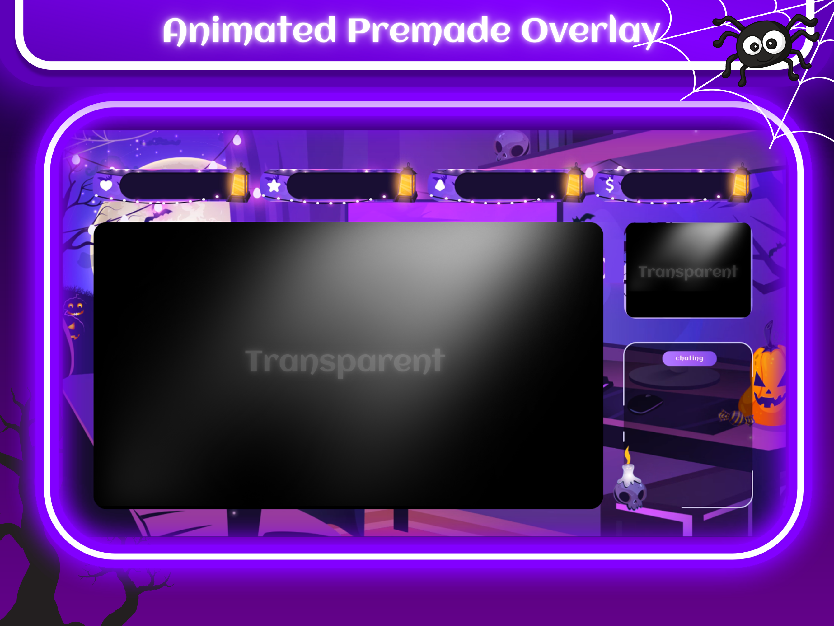 Stream Overlay | Cute Spooky Graveyard | Animated Streaming Package ...