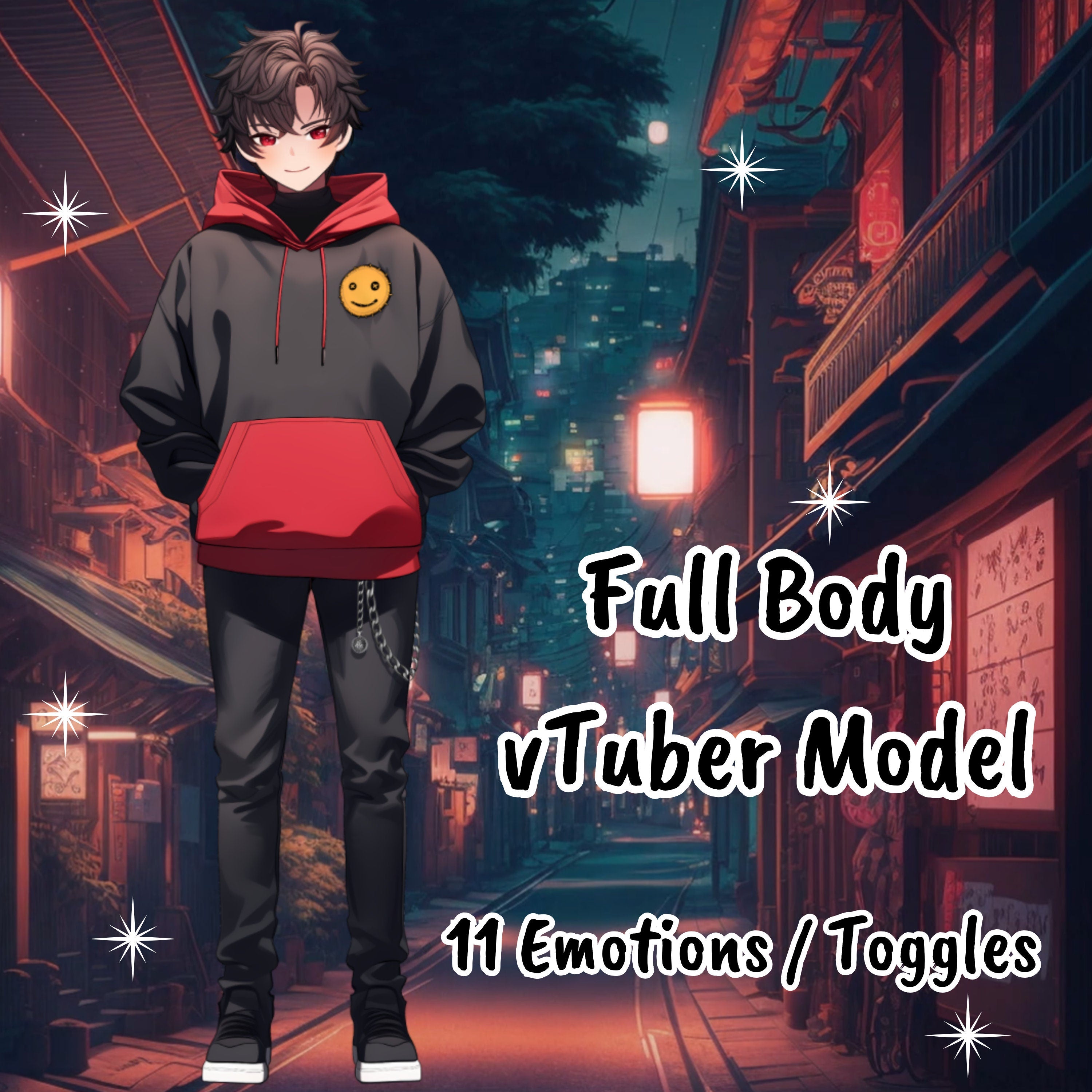 VTuber Bundle of Ben with 10 Emotes + 5 Backgrounds | Live2D Model ...