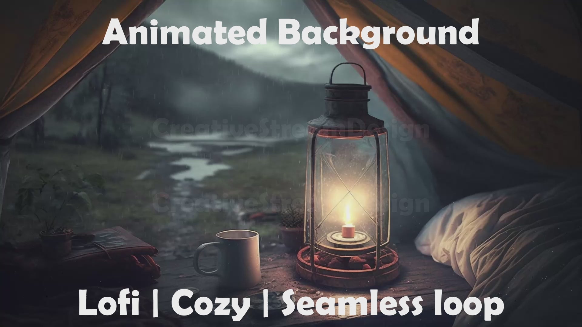 Animated Background | Rainy day under a tent | Twitch, Youtube, vTuber ...