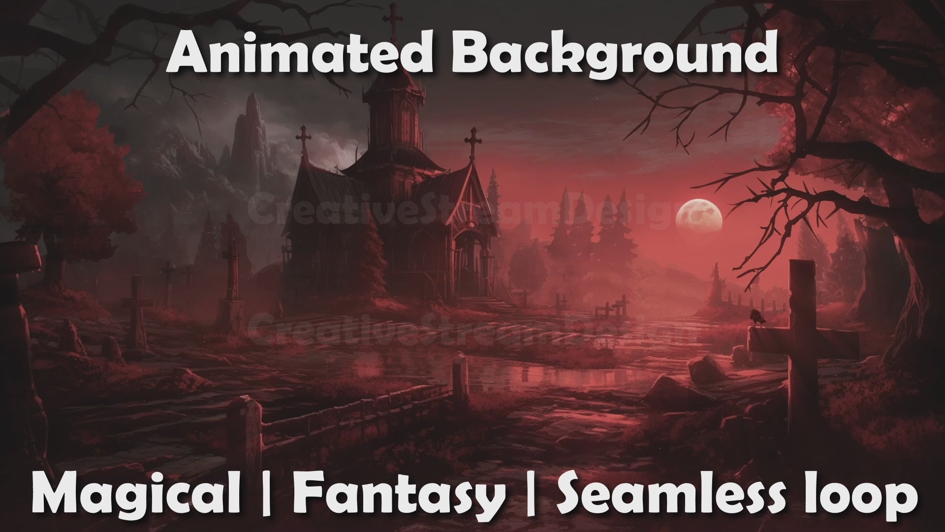 Animated Background | Graveyard Blood Moon | Twitch, Youtube, vTuber ...