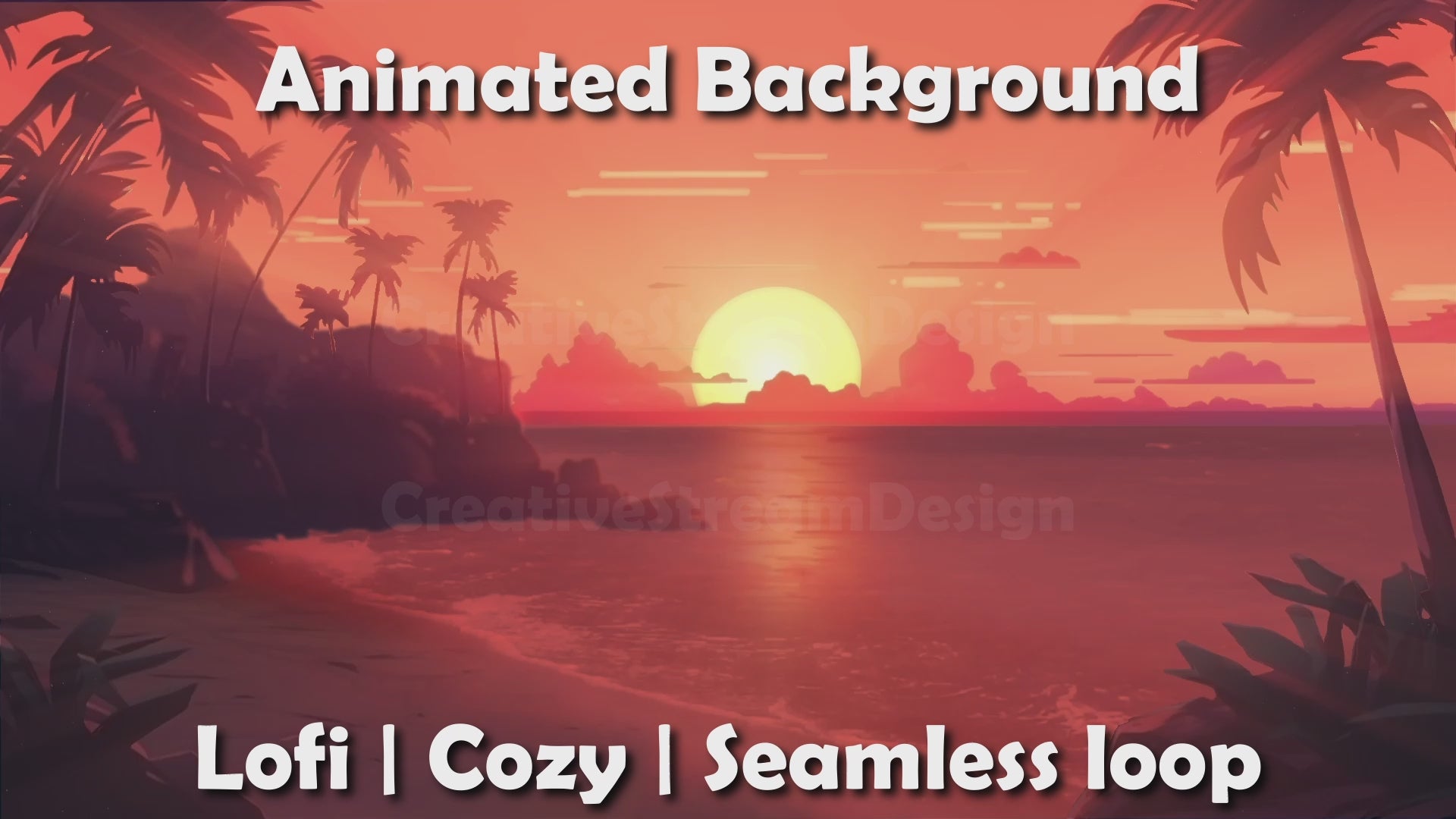 Animated Background | Summer Beach Sunset | Twitch, Youtube, vTuber, S ...