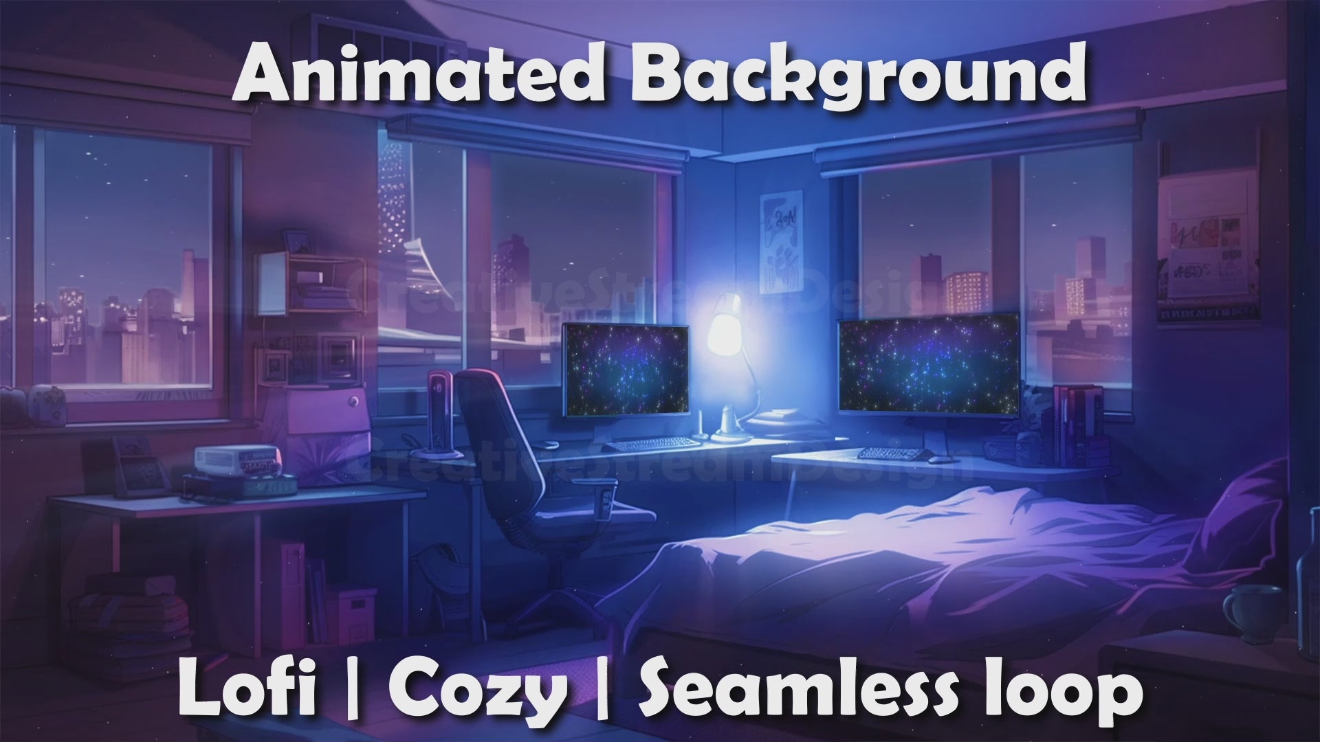 Animated Background | Cozy Night Gaming Room | Twitch, Youtube, vTuber ...