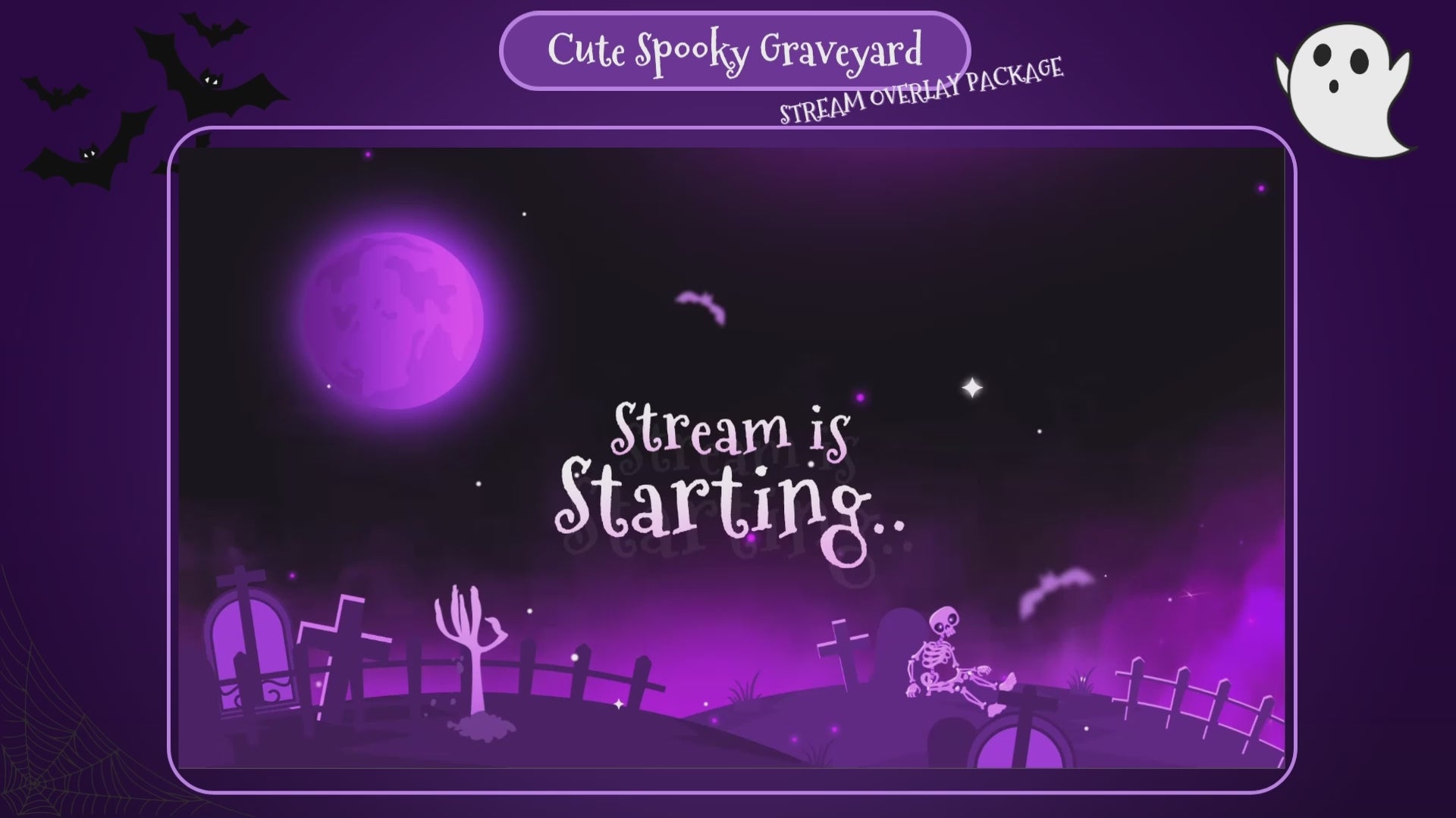 Stream Overlay | Cute Spooky Graveyard | Animated Streaming Package ...