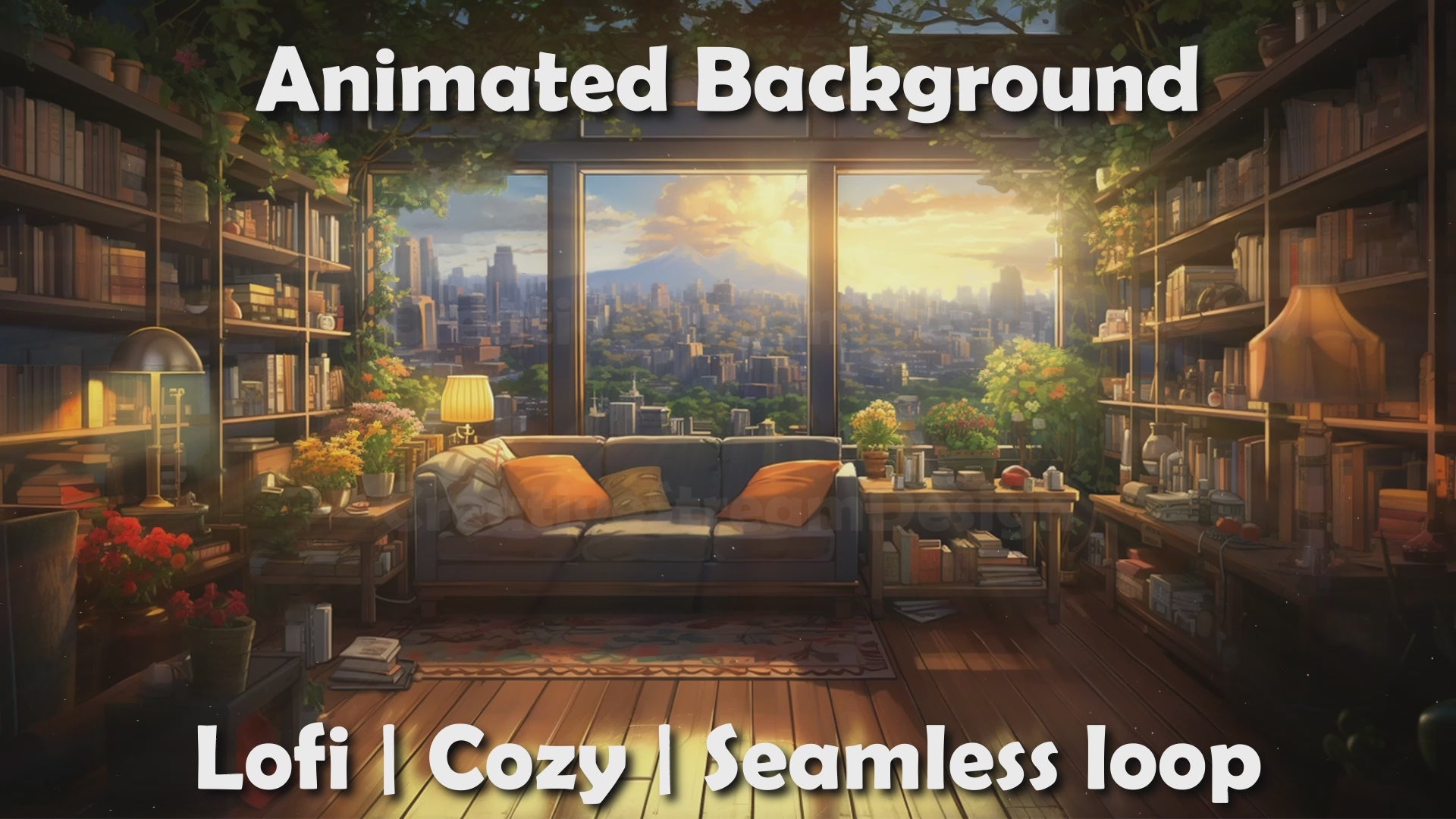 Animated Background | Lofi Sunset Loft | Twitch, Youtube, vTuber, Stre ...