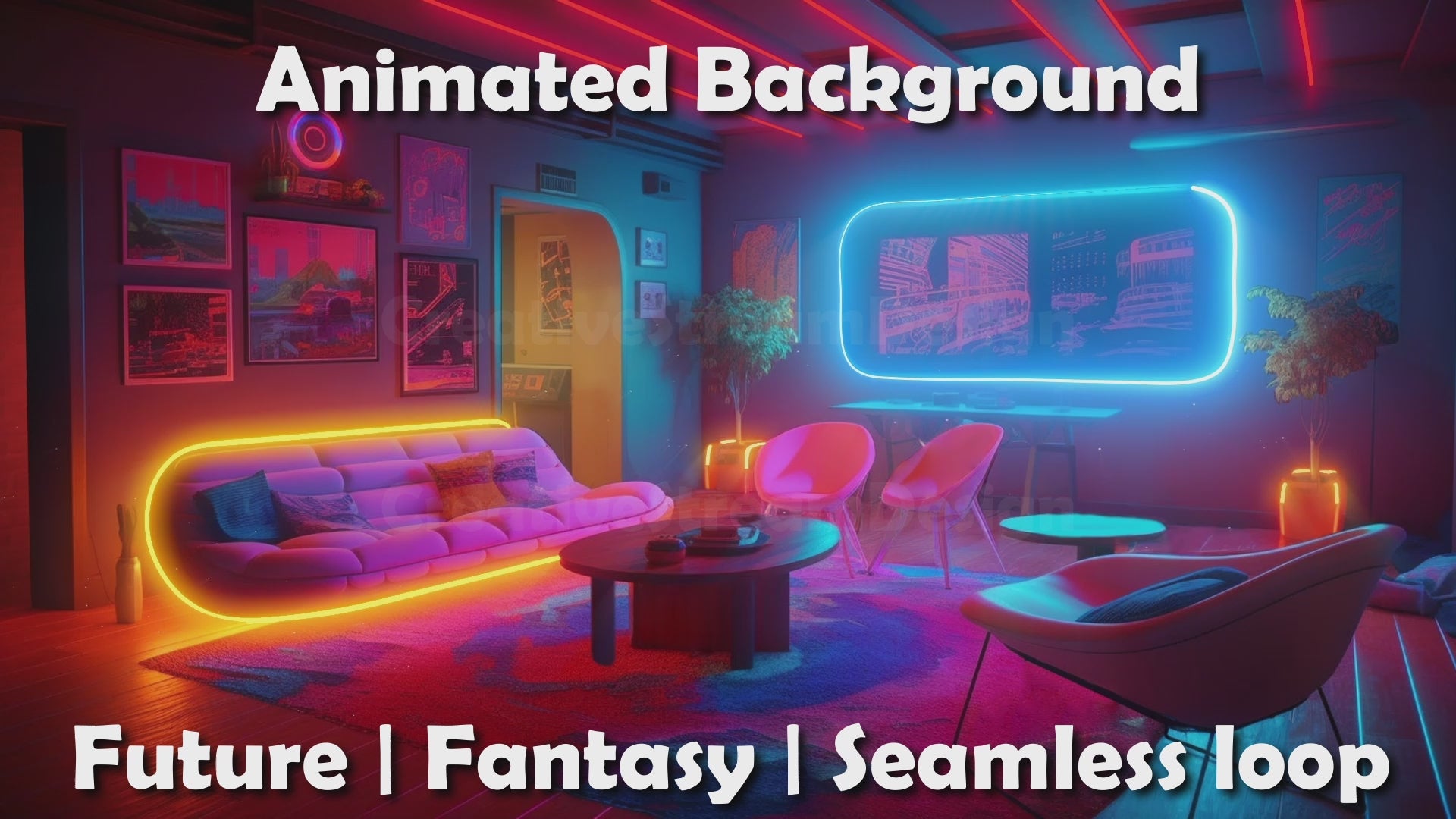 Animated Background | Cyber Neon Room | Twitch, Youtube, vTuber, Strea ...